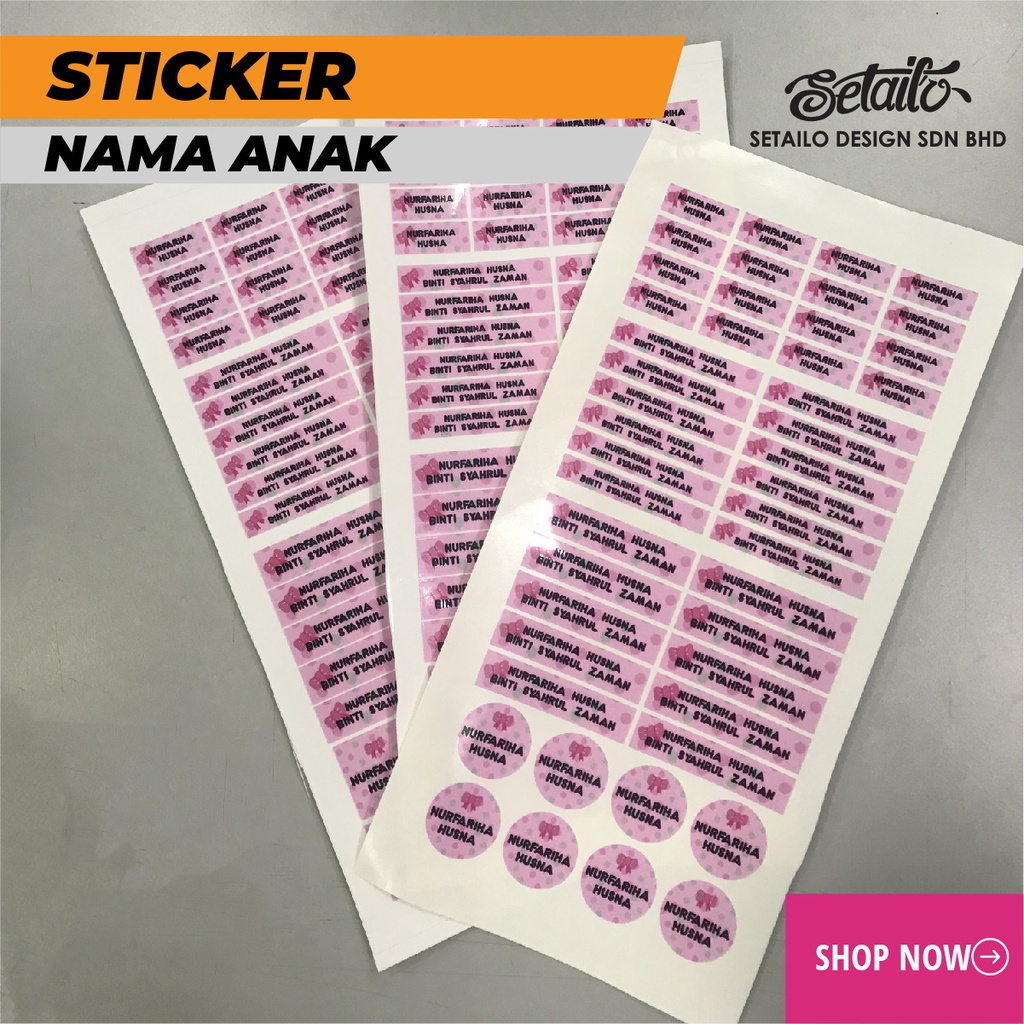 STICKER ANAK | STICKER NAMA ANAK | STICKER GLAMOUR | PEREMPUAN | LELAKI ...