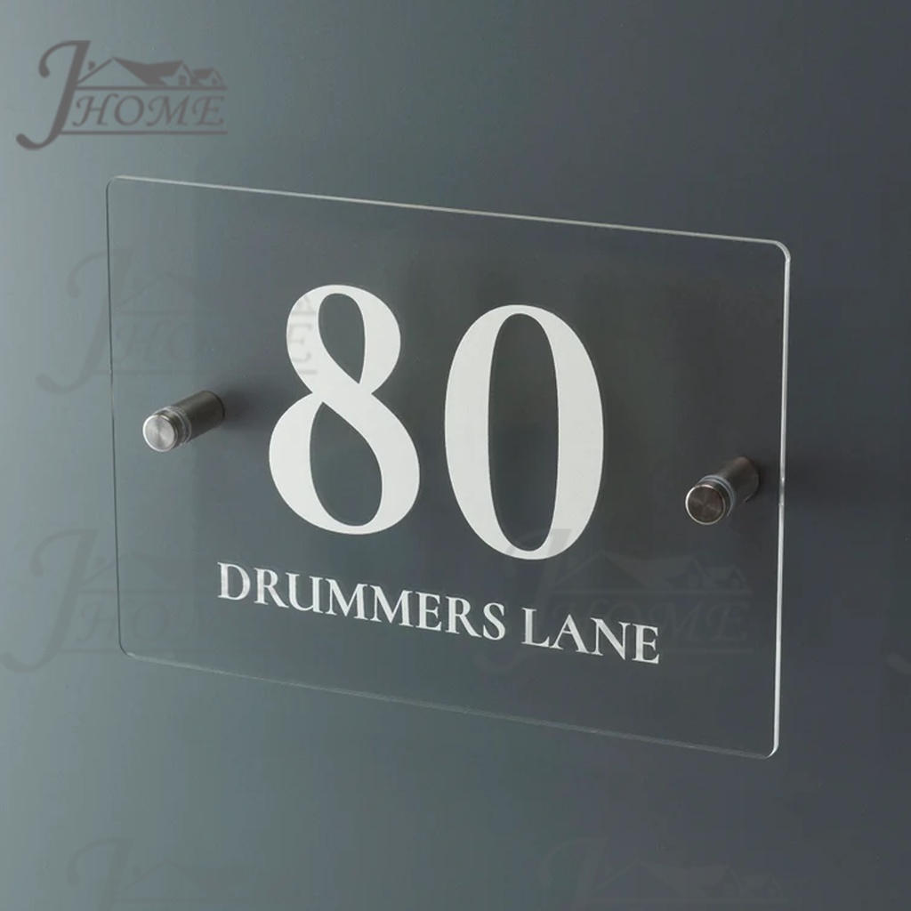 Clear House Number Plate Sign - Printed Acrylic Thickness 3mm Address ...