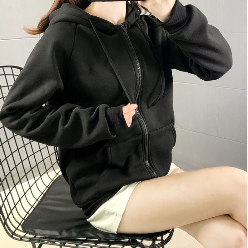 Hoodies Unisex Long Sleeve Solid Zipper Sweatshirts Meron/Black/Gray ...