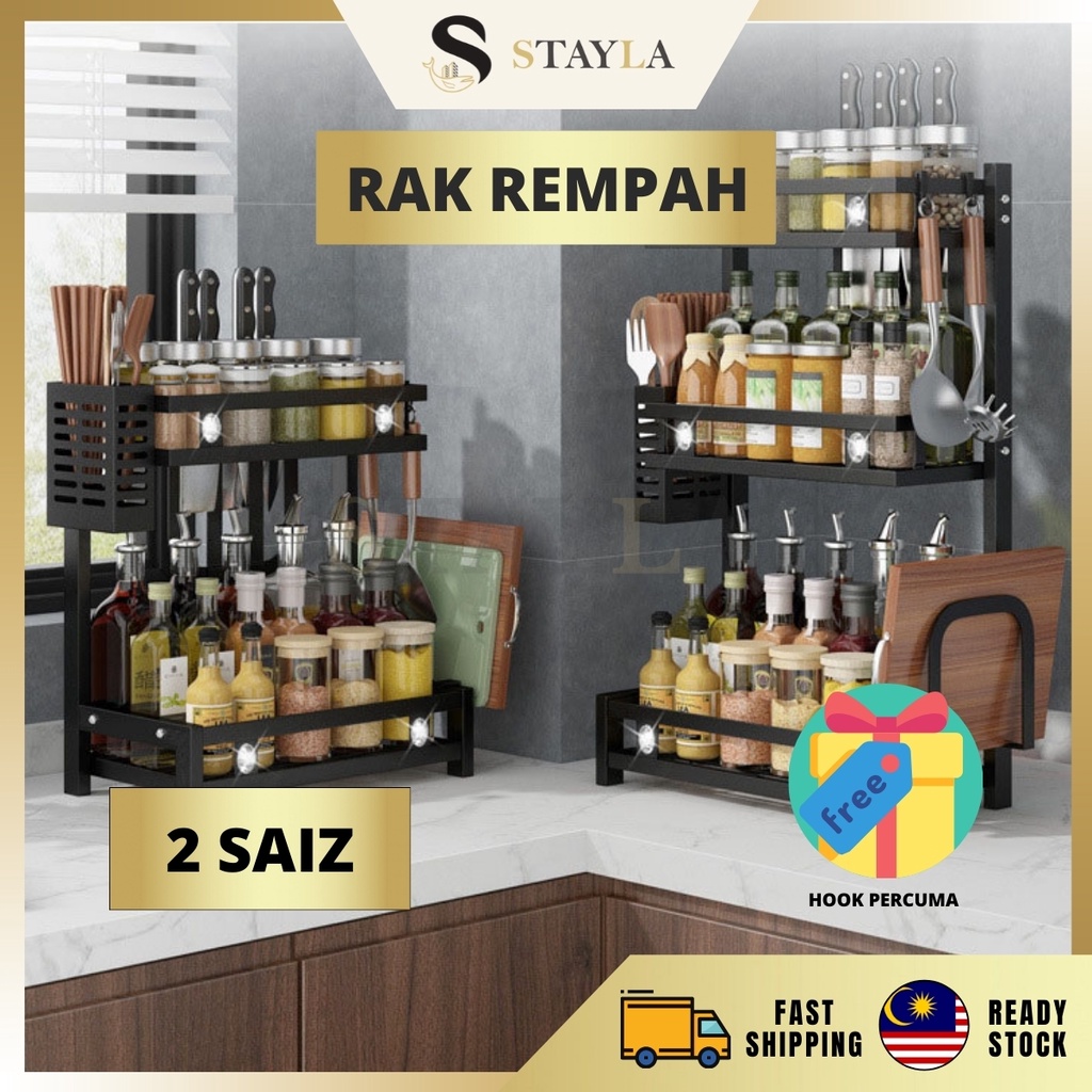 【Stayla】Rak Rempah Dapur Serbaguna Kitchen Storage Rack Spice Rack ...