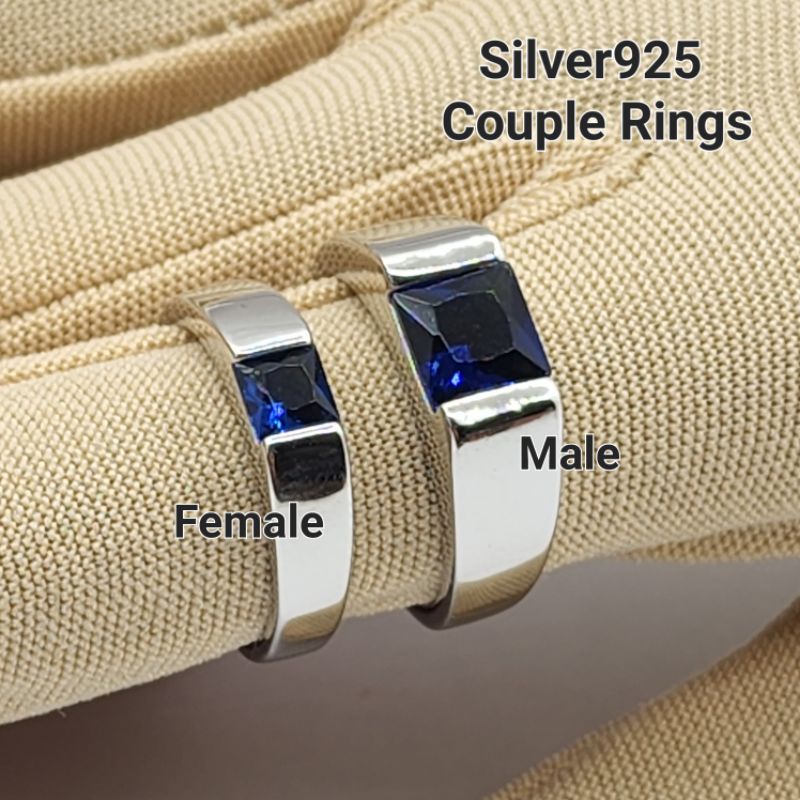 (Dark blue)Original 925 silver dark blue stone Couple rings (cincin ...
