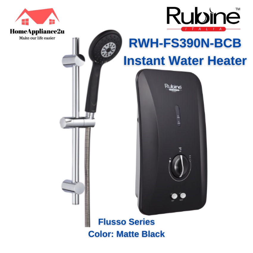 Rubine Instant Water Heater Carbon Black Matte Non Pump RWH-FS390N-BCB ...