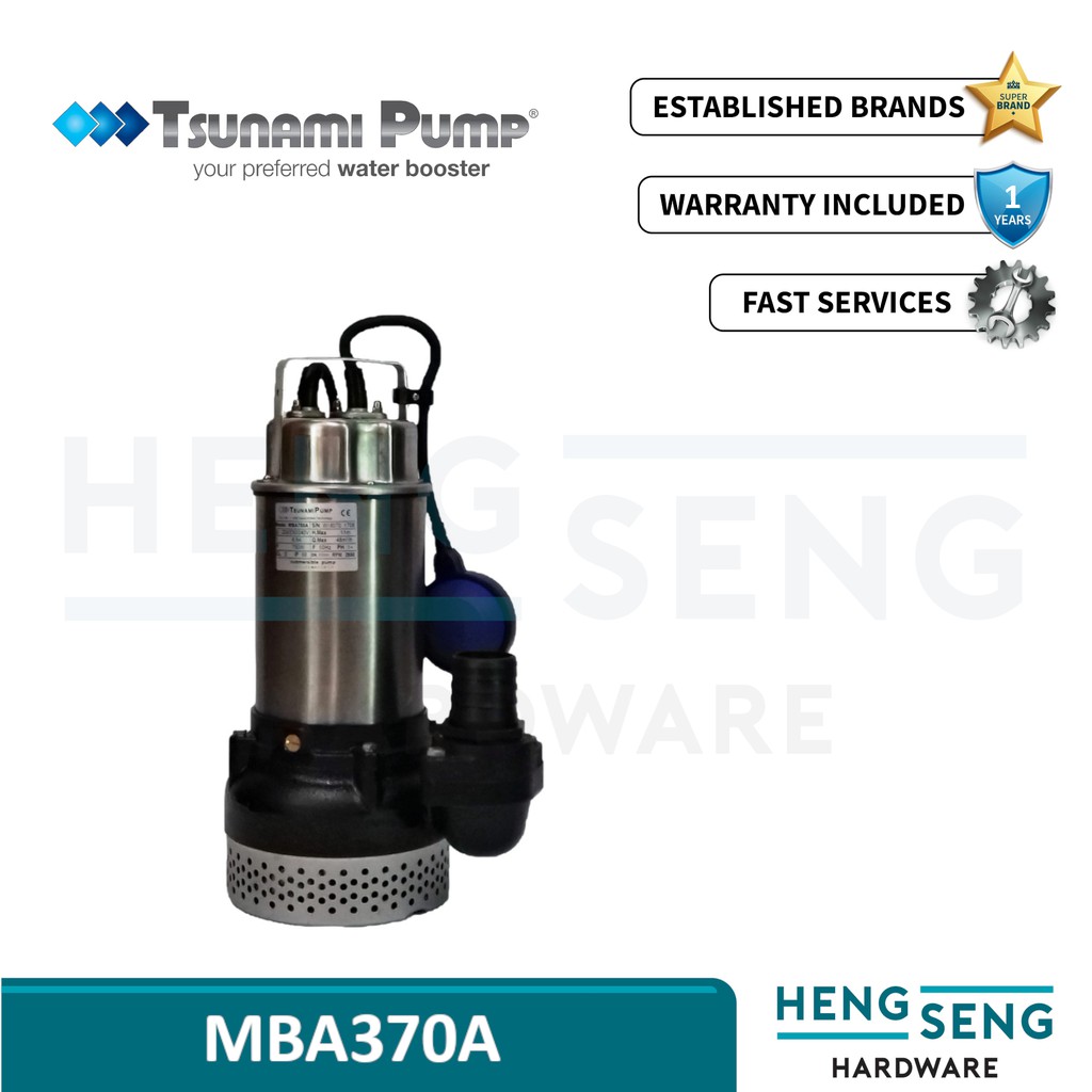 TSUNAMI MBA370A INDUSTRIAL SUBMERSIBLE SEWAGE PUMP (AUTOMATIC) | Shopee ...