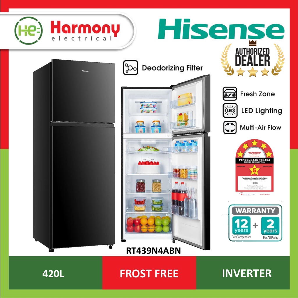 FAST (FREE DELIVERY + INSTALL KL) HISENSE 2 Doors Inverter Fridge 420L ...