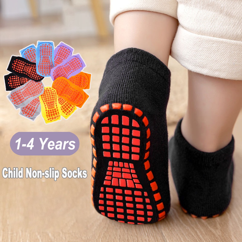 6 Colors Kids Cotton Anti Skid Socks Children Breathable Yoga Sports ...