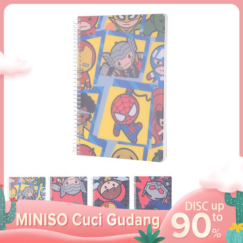 Miniso Official Marvel- Wirebound Book 100 Sheets Ironman Spiderman ...