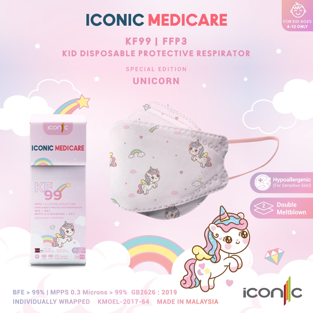 Iconic 4 Ply Kid KF99/KF94 Protective Respirator Kid Korean Medical ...