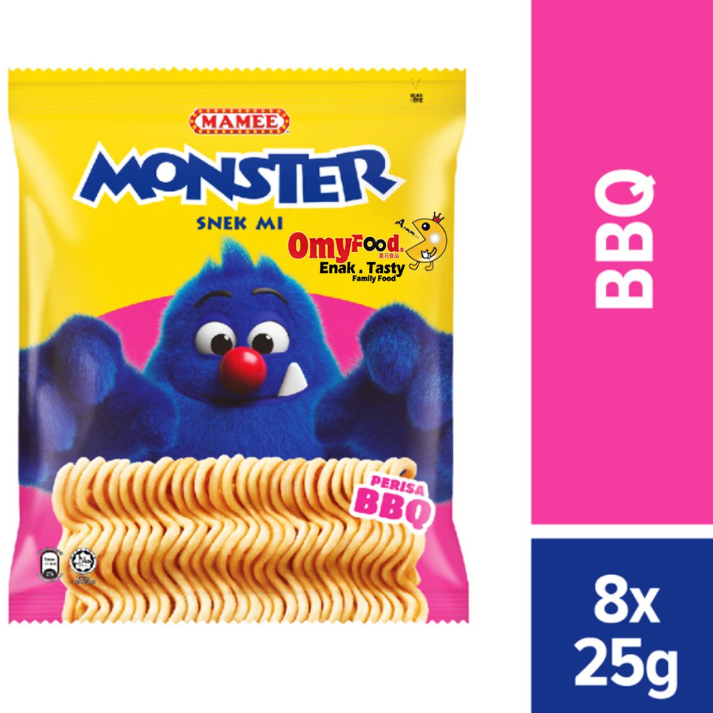 25g x 8pcs Mamee Monster Family Pack [BBQ / Chicken / Spicy Flavor ...