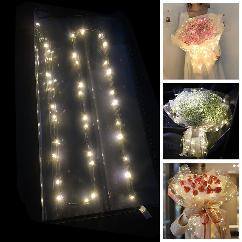 60*60cm LED Flower Bouquet Wrapping Paper Creative DIY Gift Clear ...