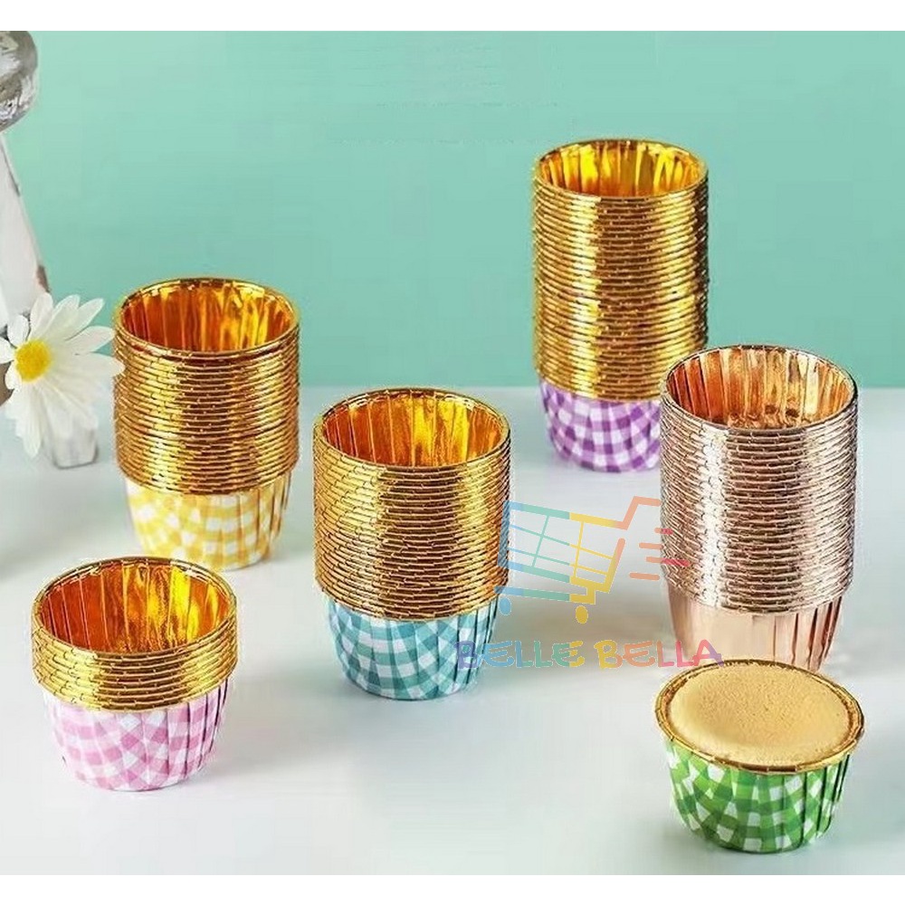 ±50PCS GOLD BASE SOLO CUP CUPCAKE MUFFIN LAMINATED BAKING CASE SIZE ...