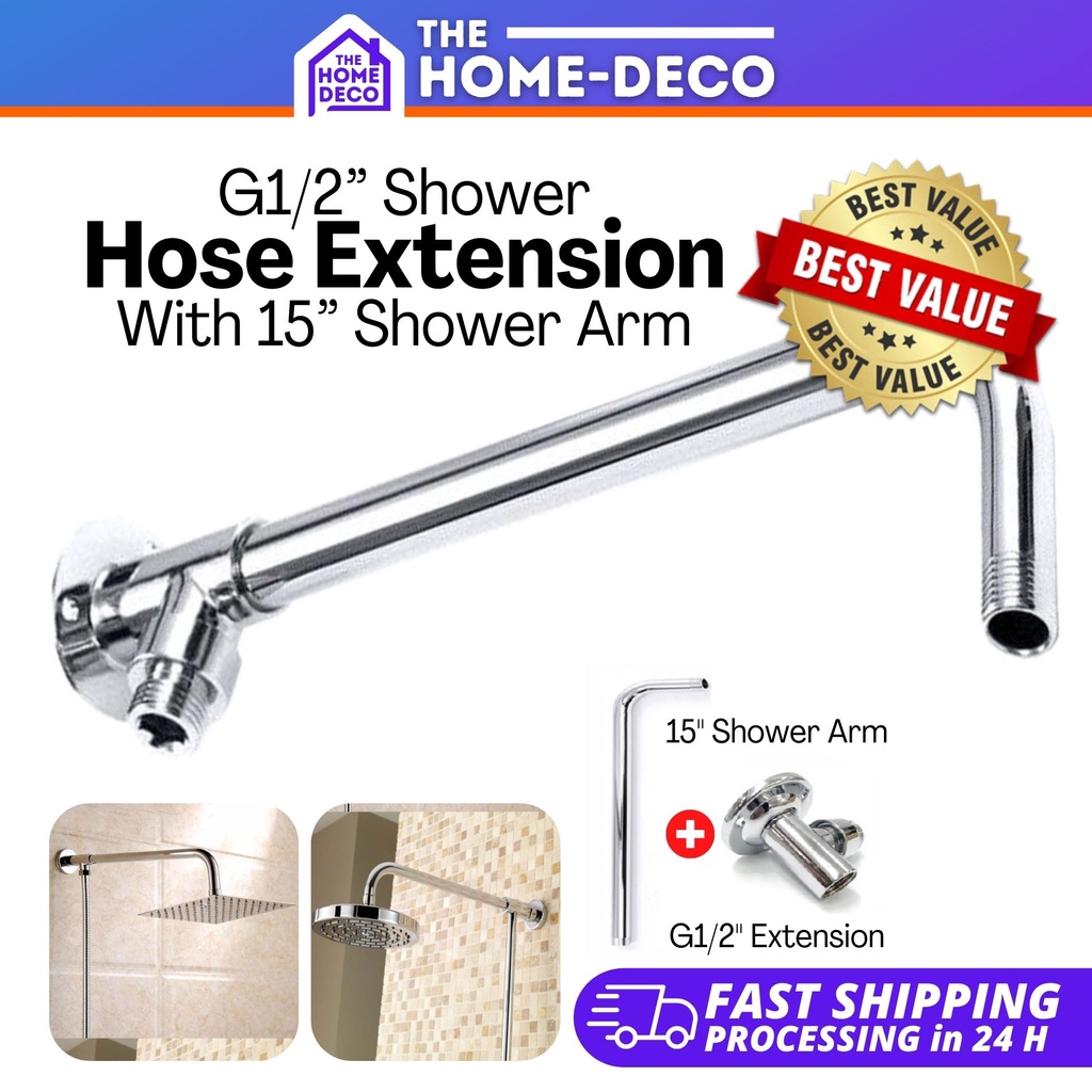 Stainless Steel G1/2 Shower Hose Extension Wall Mounted Bottom Entry ...