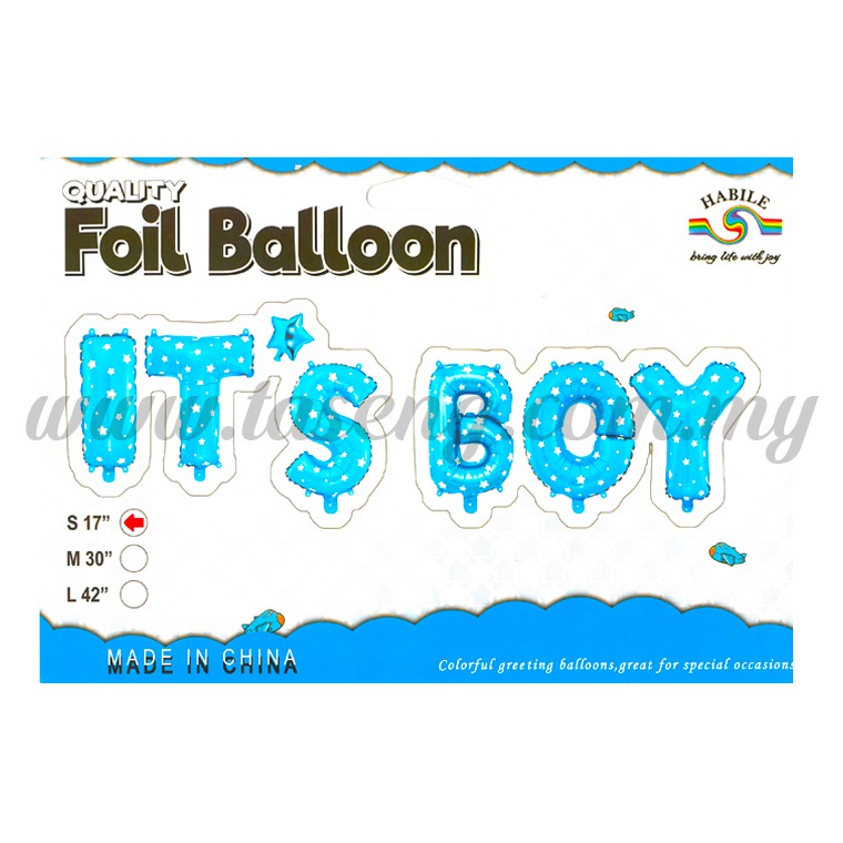 Foil Balloon - 17inch It's Boy Foil Balloon Set *Blue 17寸蓝色数字铝气球套装 ...