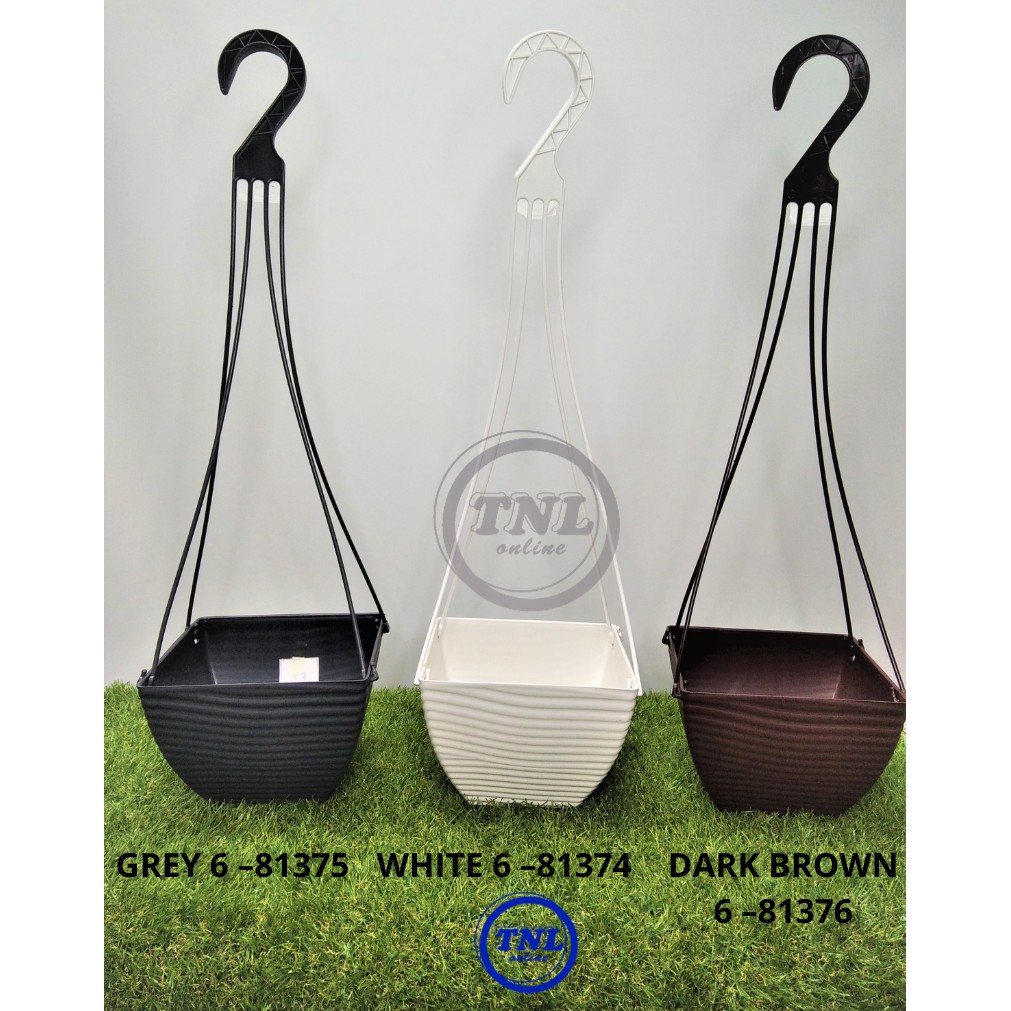 FDL 2580 19CM SQUARE HANGING PLASTIC FLOWER POT + 2597 PLASTIC HANGER ...