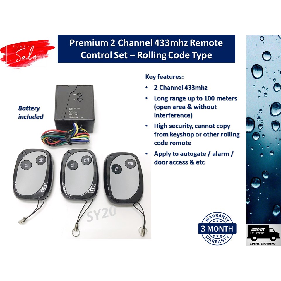 Autogate Door Wireless Premium Remote Control Set - 2 Channel 433Mhz ...