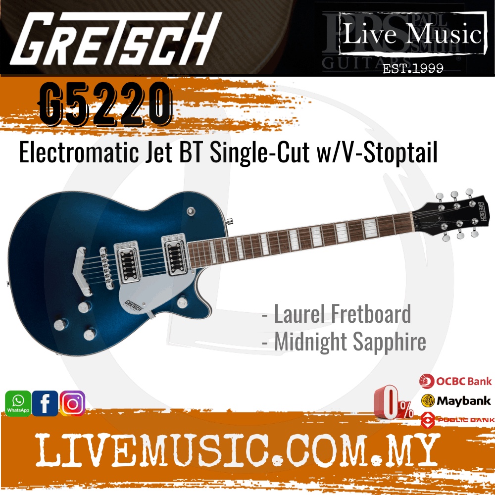 Gretsch G5220 Electromatic Jet BT Single-Cut V-Stoptail Electric Guitar | Shopee Malaysia