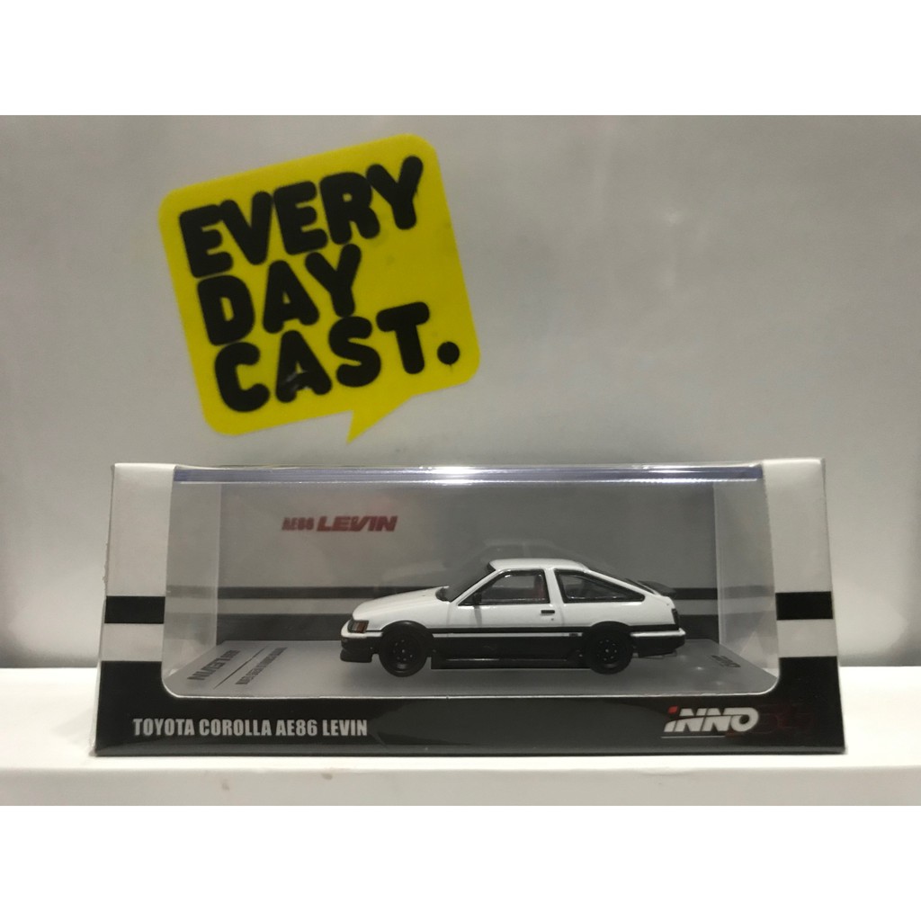 Inno64 White & Black TOYOTA COROLLA AE86 Levin Extra Wheels & Hood ...