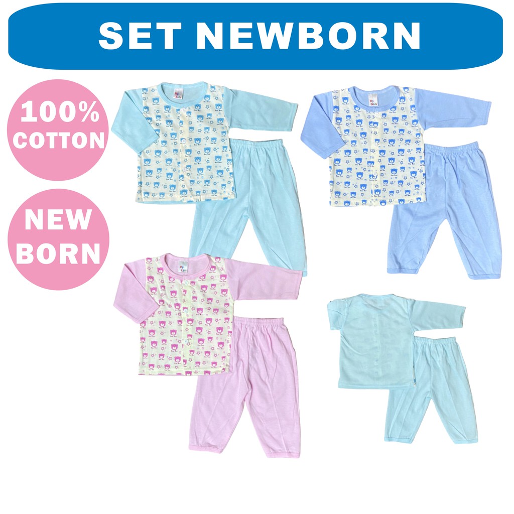 [SET] Baju Tidur Bayi Clothes Newborn Infant Baby Boy Girl 0-6M Long ...