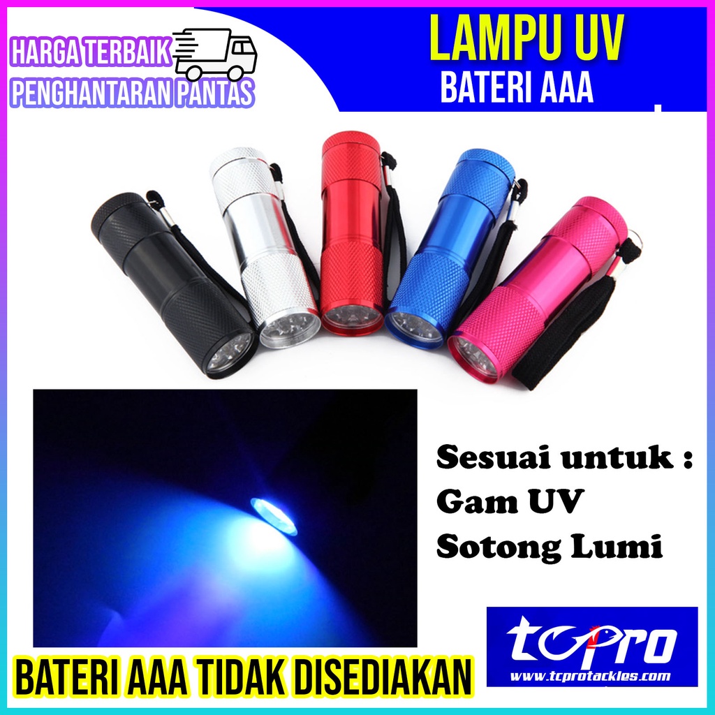 Lampu UV Bateri AAA untuk Gam UV dan Barang Luminous TC Pro Tackles ...