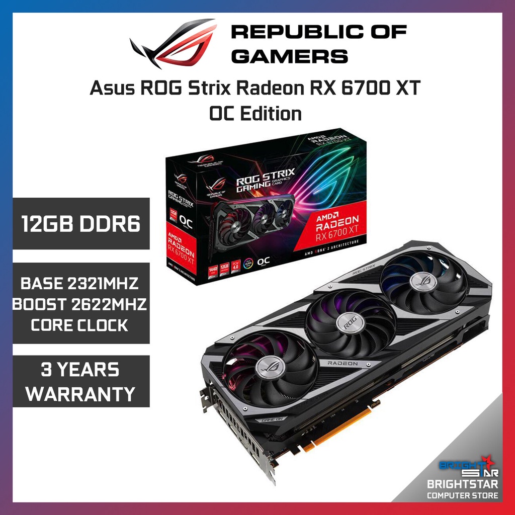 Asus ROG Strix Radeon RX 6700 XT OC Edition 12GB DDR6 Graphic Card ...