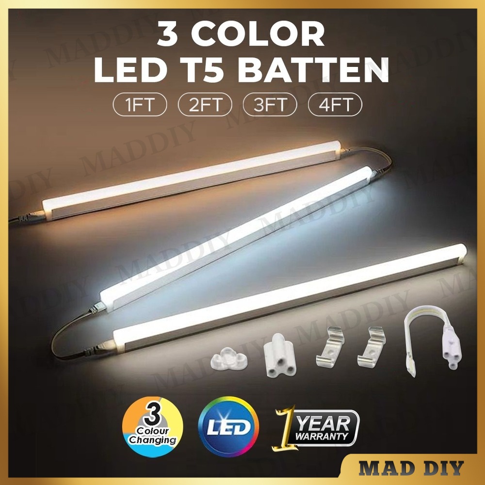 LED T5 [1FT/2FT/3FT/4FT] [6W/11W/15W/20W] COMPLETE SET LED T5 BATTEN ...