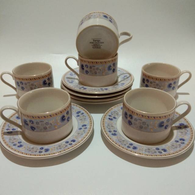 Sango Ceramic cup SET (6Cup & 6 saucher) | Shopee Malaysia