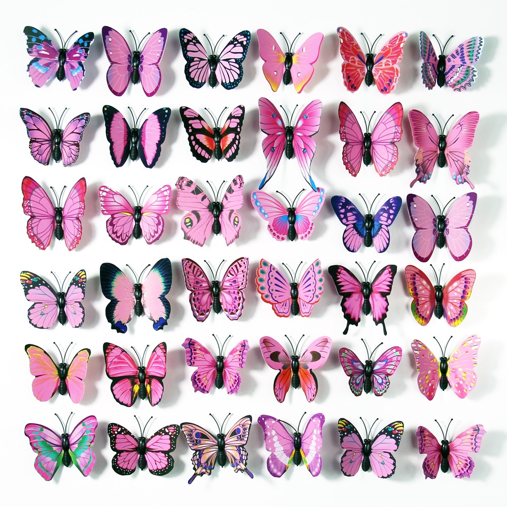 12PCS 3D Simulation Butterfly Sticker Home Decoration Refrigerator Wall ...