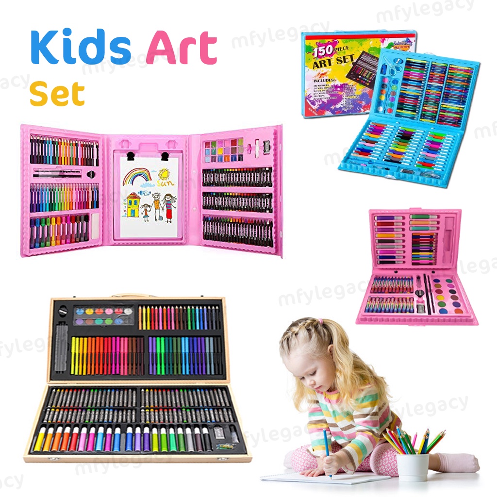 🎀READY STOCK🎀 Kids Painting Pen Crayon Drawing Art Set Colour Pencils ...