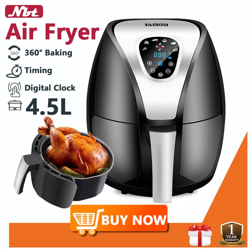 Ready Stock 4.5L Air Fryer Digital Clock AirFryer Touch Screen Fryers ...