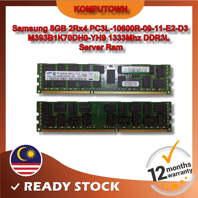 Samsung 8GB 2Rx4 PC3L-10600R-09-11-E2-D3 M393B1K70DH0-YH9 Memory Module ...