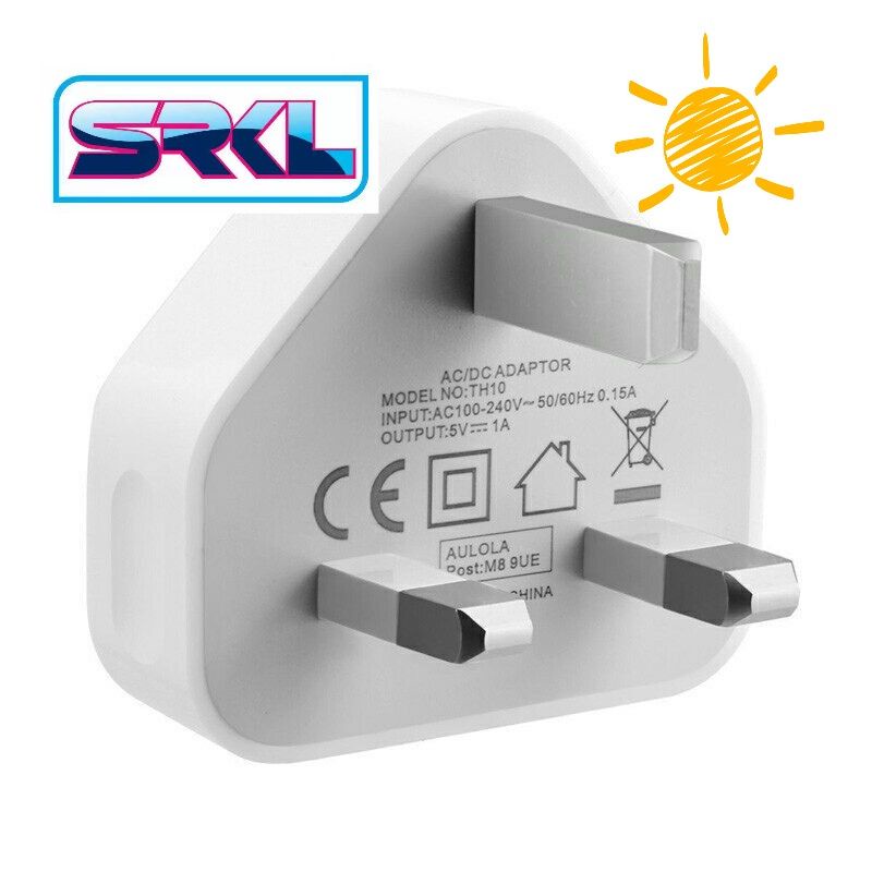 White 3 Pin USB UK~ Charger Adapter Plug for smart phone & tablet ...