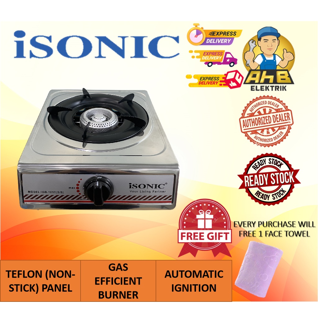 iSONIC IGB-101T Stainless Steel Single Gas Cooker / Dapur Gas Bujang ...