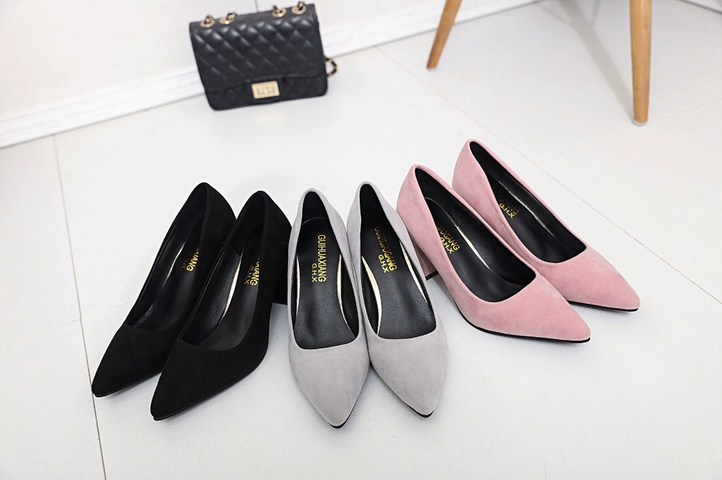 Women Midi Heels Thick Heeled Kasut Tinggi Wanita SF-1TPW04-Q | Shopee ...