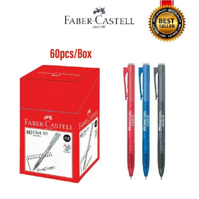 Faber-Castell Ball Pen Click X5/X7 (60Pcs/Box) | Shopee Malaysia
