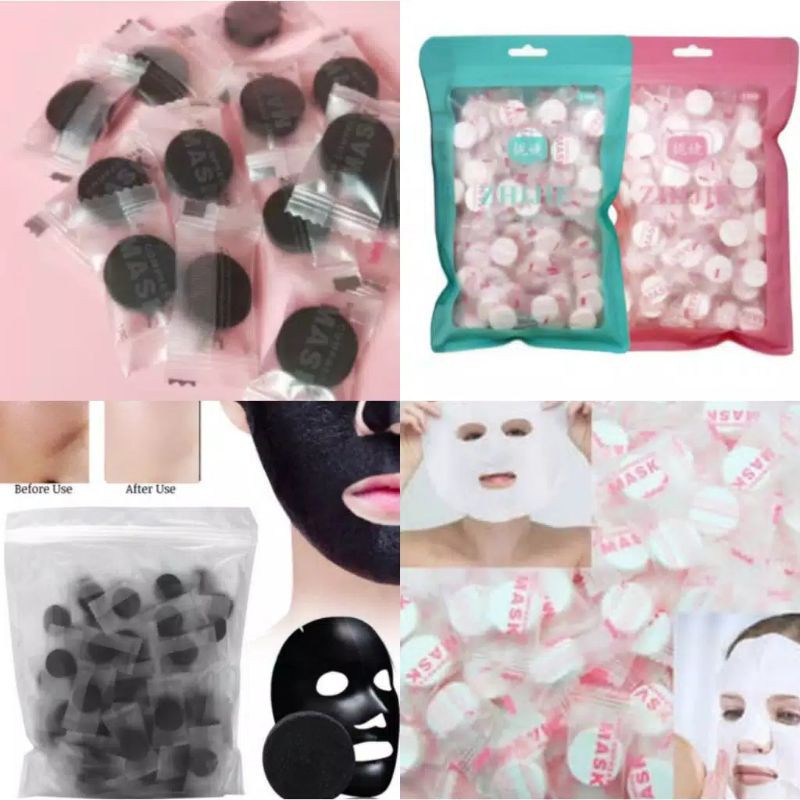 HITAM Diy Compressed Mask black Paper Mask Candy Compress Mask black ...