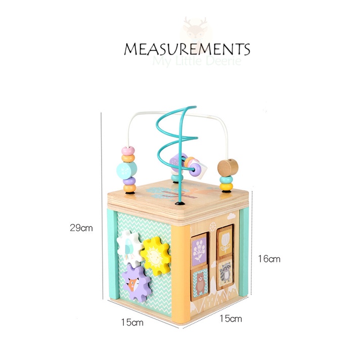 Wooden Play Cube Box Shape Sorter Fine Motor Early Learning Educational ...