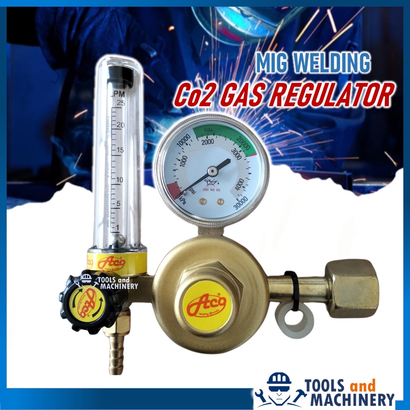 ACO CO2 Gas Mig Flow Meter Welding Weld Flowmeter Regulator Gauge ...