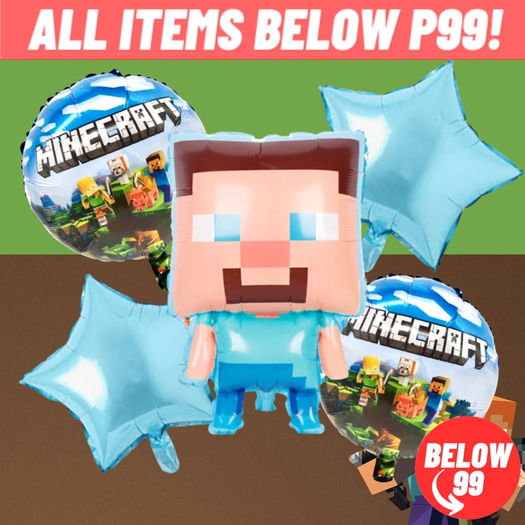 Minecraft Balloon Set 5 in 1 Minecraft Party Needs Minecraft Theme ...