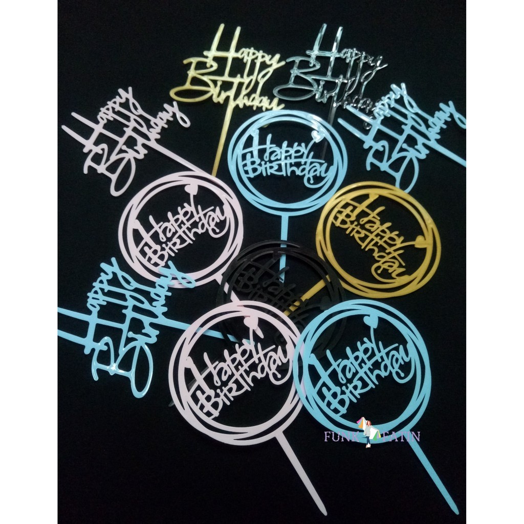 🇲🇾 Readystock 1pcs Kek topper Happy Birthday hand writing design ...