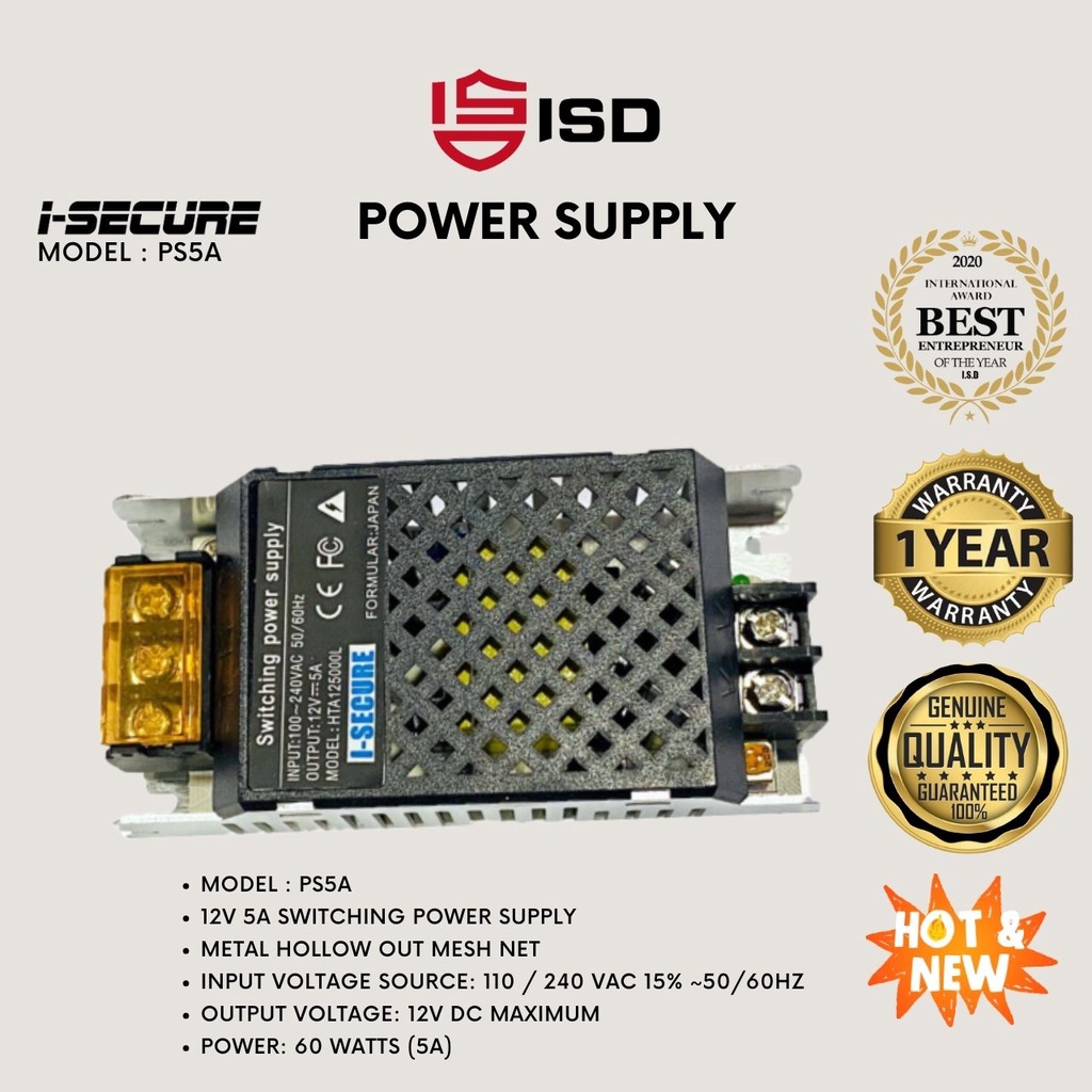 [isecure] AC to DC Switching Power Supply 220V to 24V 12V 5V 3A 5A 6A 10A 20A 30A 40A 60A CCTV ...