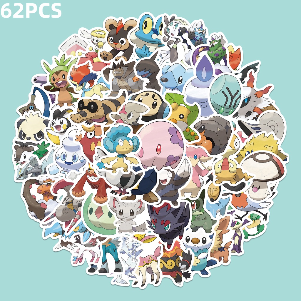 62PCS Pokémon Cartoon Cute Waterproof Graffiti Sticker Phone Case ...