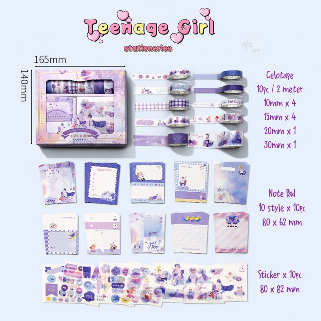 Girls cute stationeries gift set sticker note celotape for children ...