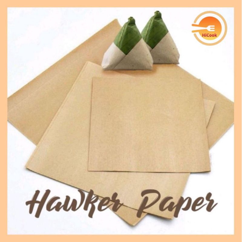 [Ready Stock] HICOOK 70 Pcs Brown Hawker Paper D Food Wrapping Kertas ...