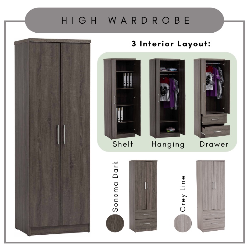 Alora Furniture - DUBLIN High Wardrobe / File Cabinet / Wardrobe With ...