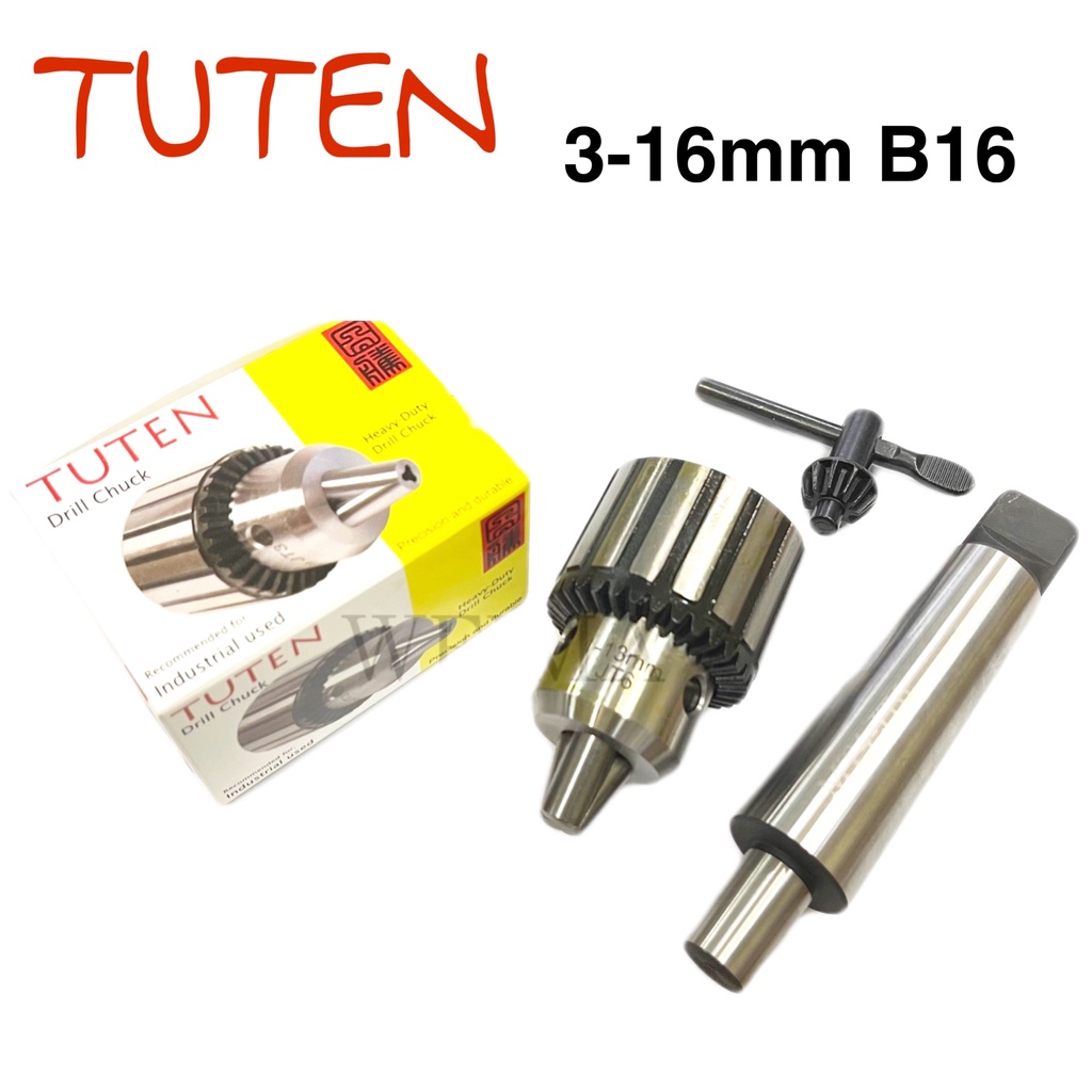 [READY STOCK] TUTEN KEY TYPE DRILL CHUCK 3-16mm B16 C/W DRILL CHUCK ARBOR MT2/MT3 | Shopee Malaysia