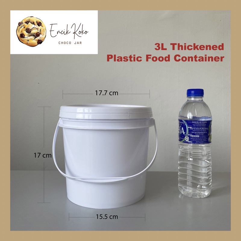 3L / 3KG - THICKENED Plastic Bottle/ Tub / Pail / Food Container/ Berkas Air Plastik (Baharu/New ...