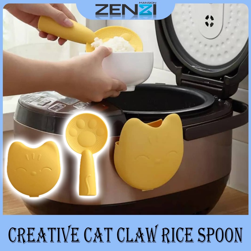 Creative Cat Claw Rice Spoon Non-stick Rice Vertical Dust Proof Rice ...