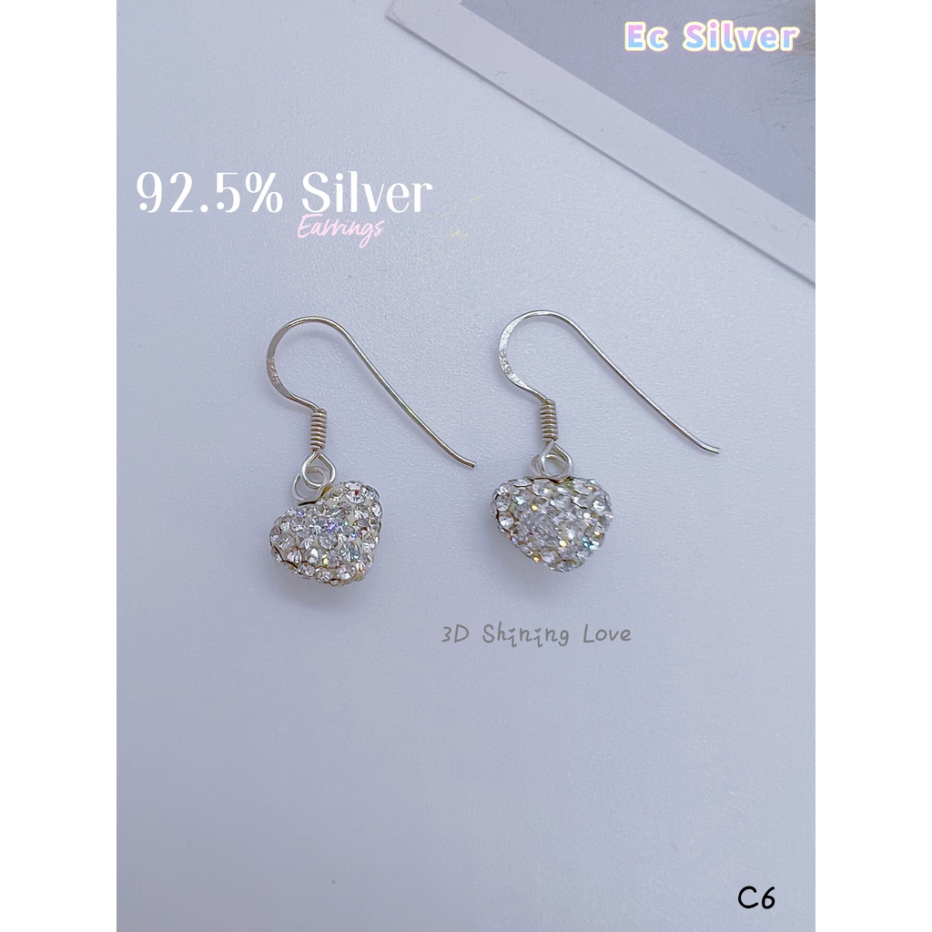Silver 925 (C6) Subang Cinta / Anting-Anting / Love Earring | Shopee ...