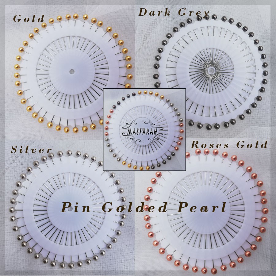 {READY STOCK}40pcs pin golded pearl Tudung Hijab Pin Jarum Peniti short ...