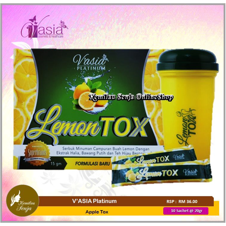 V'ASIA ( VASIA ) Platinum Lemon Tox (10 Sachets @20gr) + Free Shaker ...