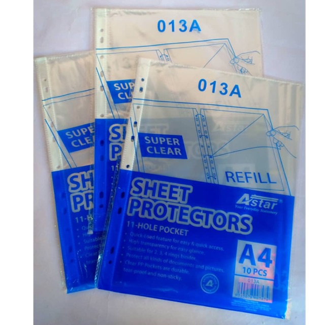 Astar Super Clear Sheet Protectors Refill (013A / A4 Size / 10pcs / 11 ...